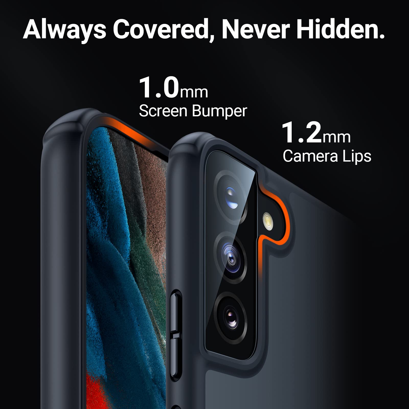 TORRAS MarsClimber for Samsung Galaxy S22+ Plus Case, [Military Grade Drop Tested] [3 Stand Ways Metal Kickstand] Translucent Matte for Samsung S22 Plus Case 5G, Matte Black