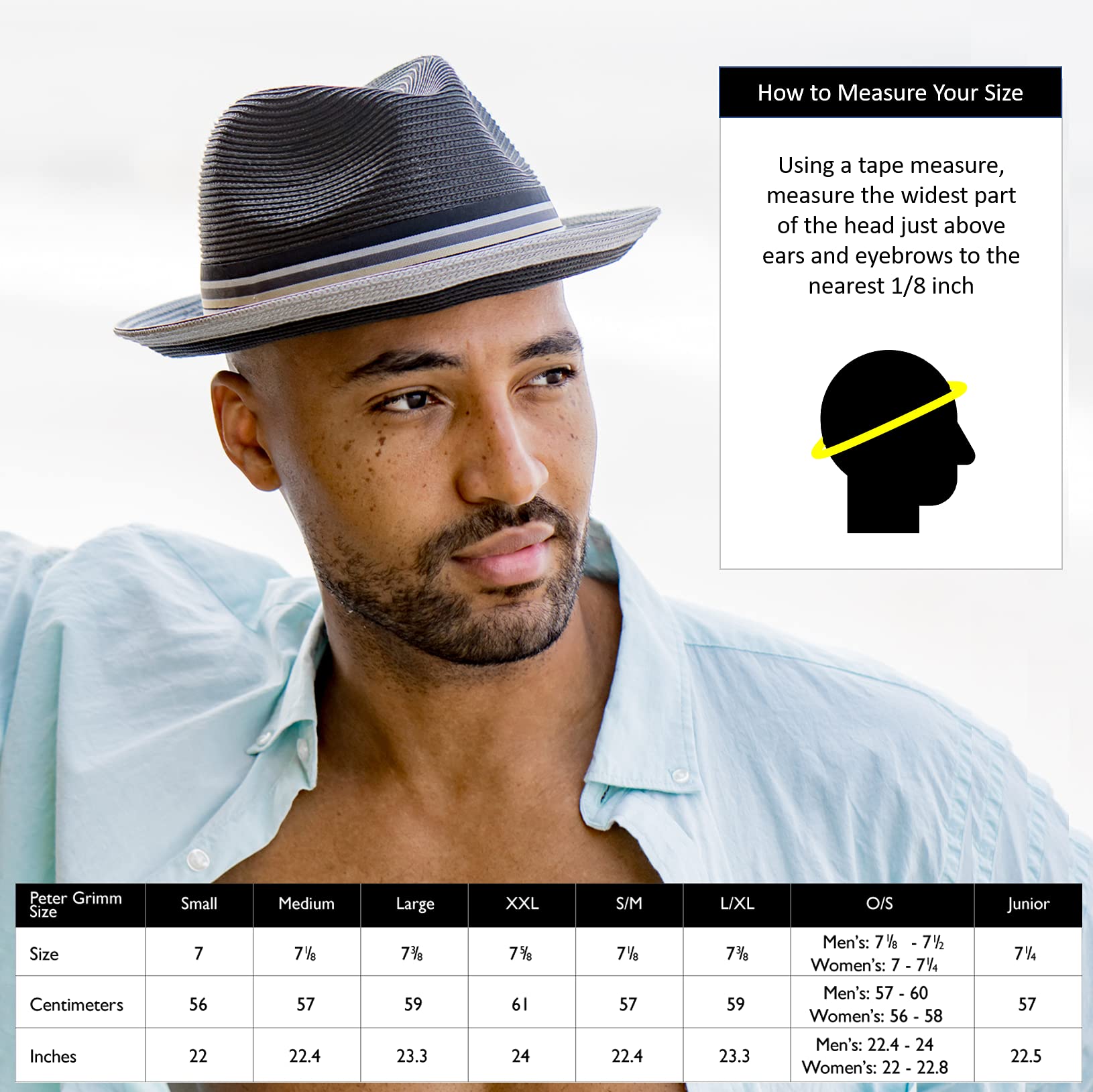 Peter Grimm Men's Standard Depp Natural Straw Fedora, Brown, XX-Large