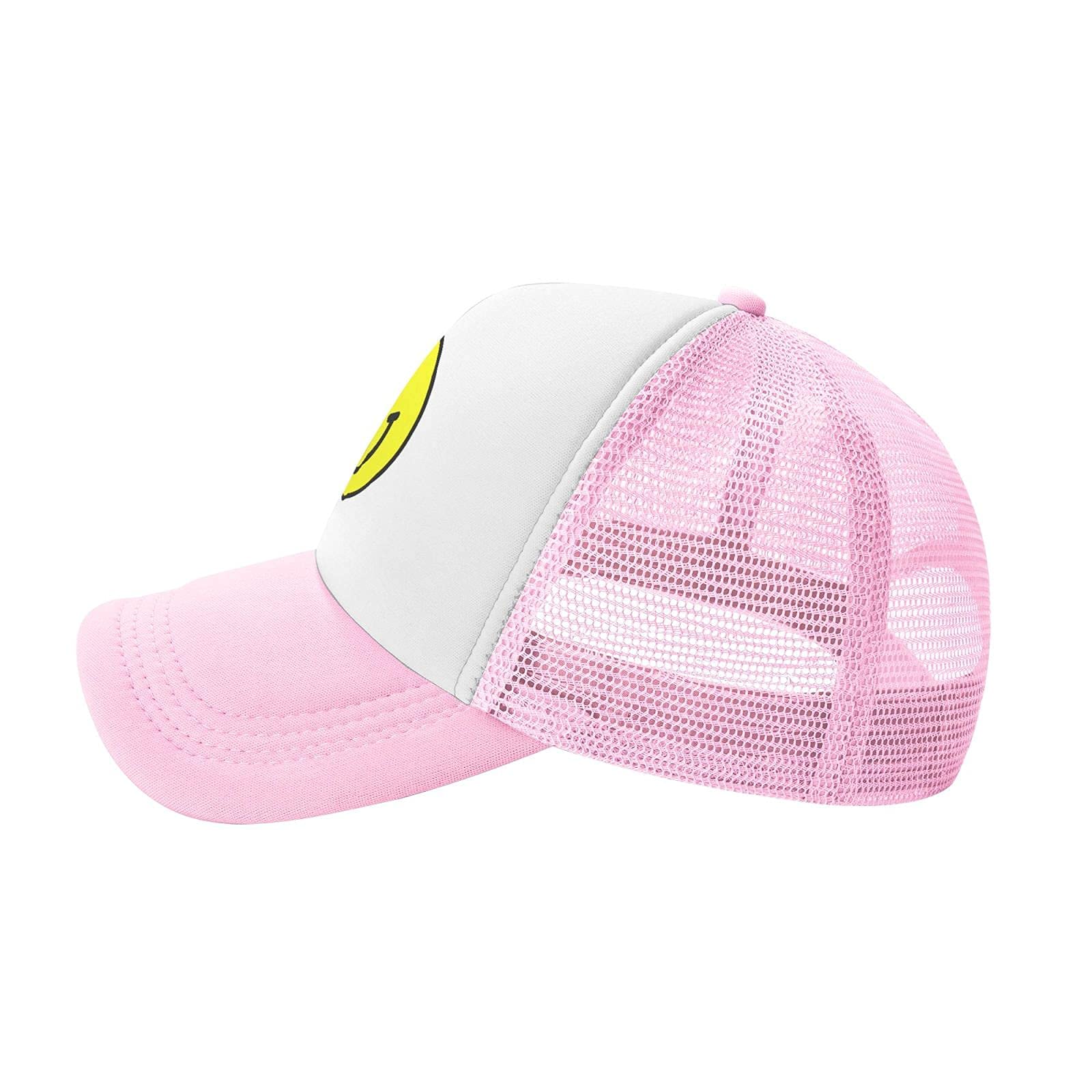 SeanAshby Yellow Logo Smile Adjustable Embroidered Mesh Baseball Hat Trucker Cap for Woman