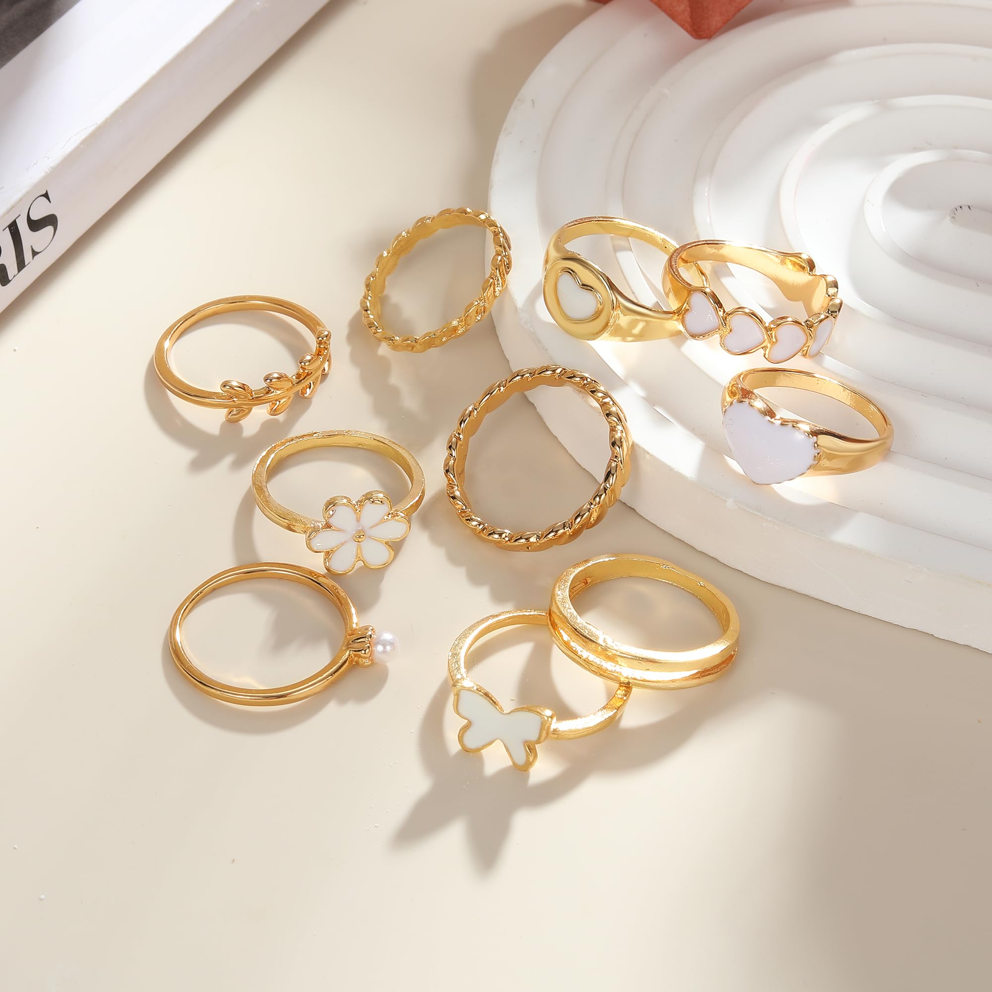 ZOVOLI 19-36 Pcs Gold Boho Knuckle Rings Set for Women, Vintage Stackable Dainty Joint Finger Gold Jewelry Set with Love Pearl and Sparkling Crystals (25-Pcs)