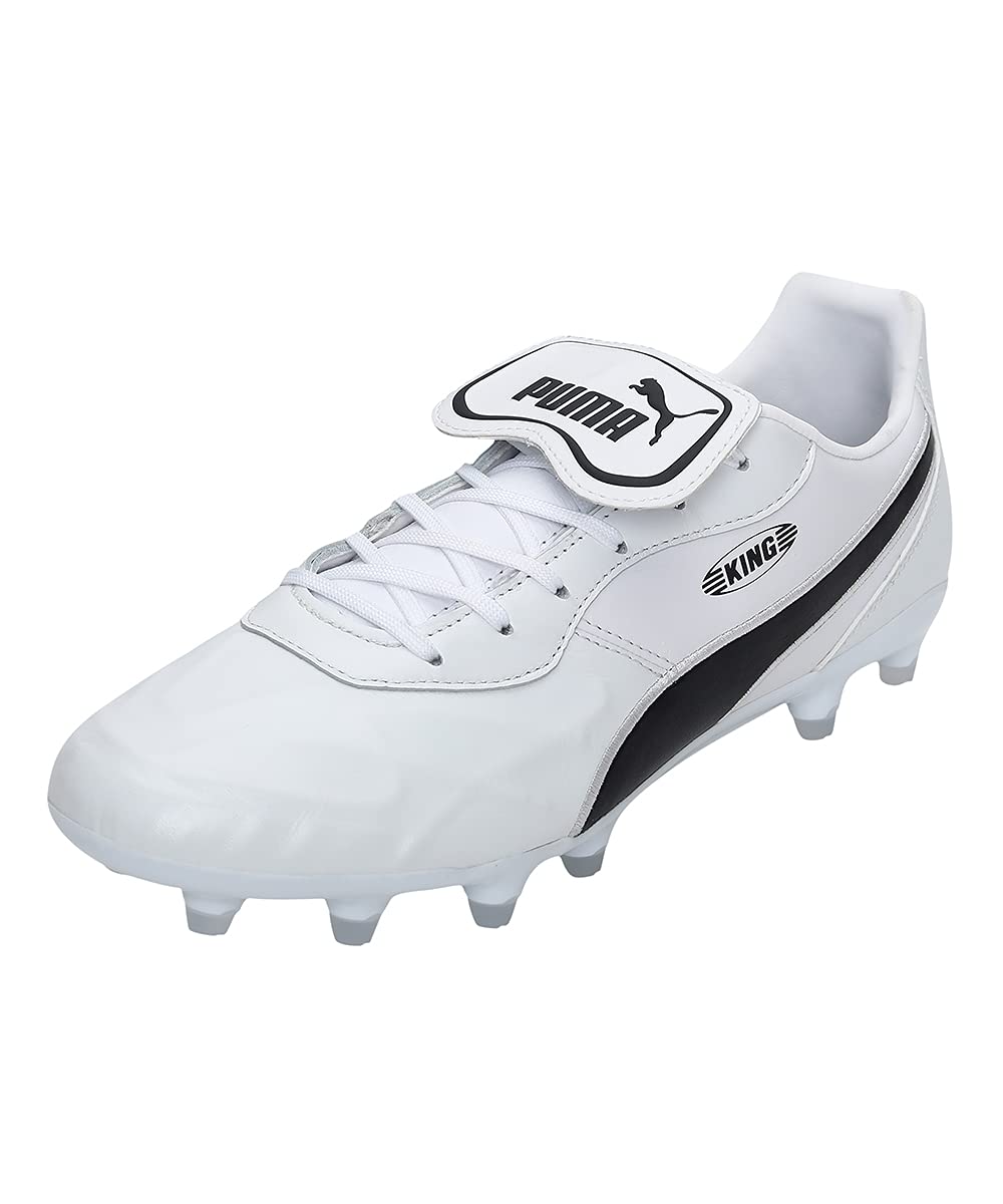 PUMA Men's KING TOP FIRM GROUND Soccer Cleat, Puma White-Puma Black-Puma White, 12