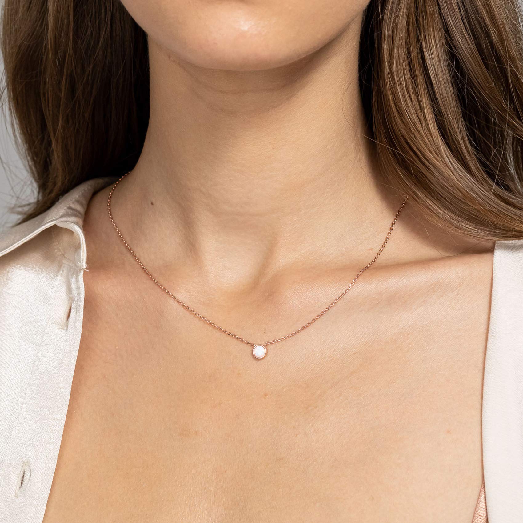 PAVOI Womens 14K Gold Plated β White Gold Round Created Blue Opal Necklace