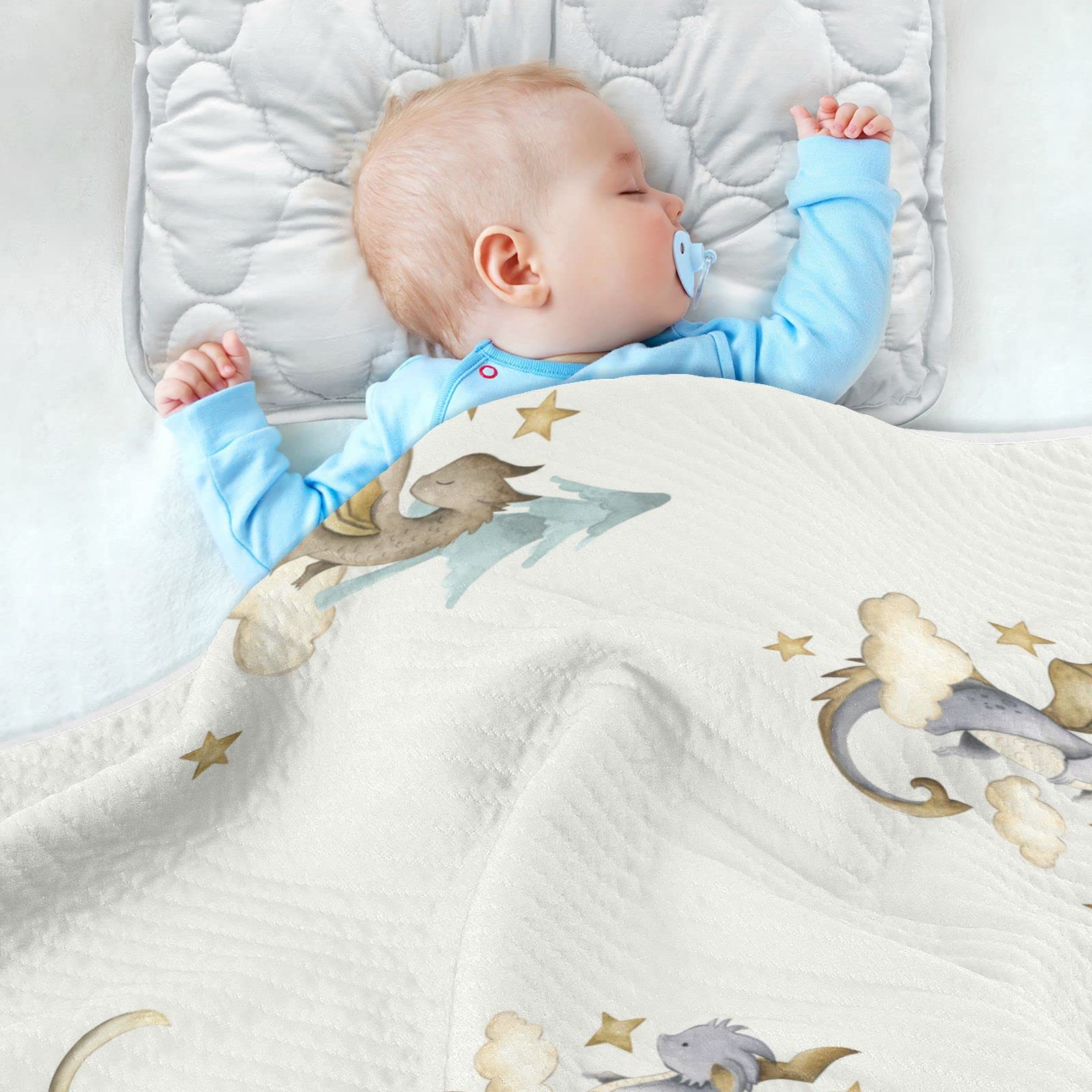 Swaddle Blanket Dragon Baby Cotton Blanket for Infants, Receiving Blanket, Lightweight Soft Swaddling Blanket for Crib, Stroller, Nursery Blankets, Fairytale, 30x40 in