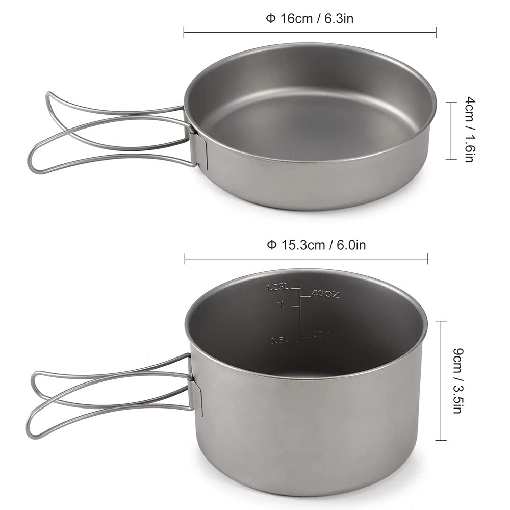 YFDM Bowls Camping Cookware Set Camping Pot Outdoor Pan Outdoor Cooking Tableware with Foldable Handles Mesh Sack