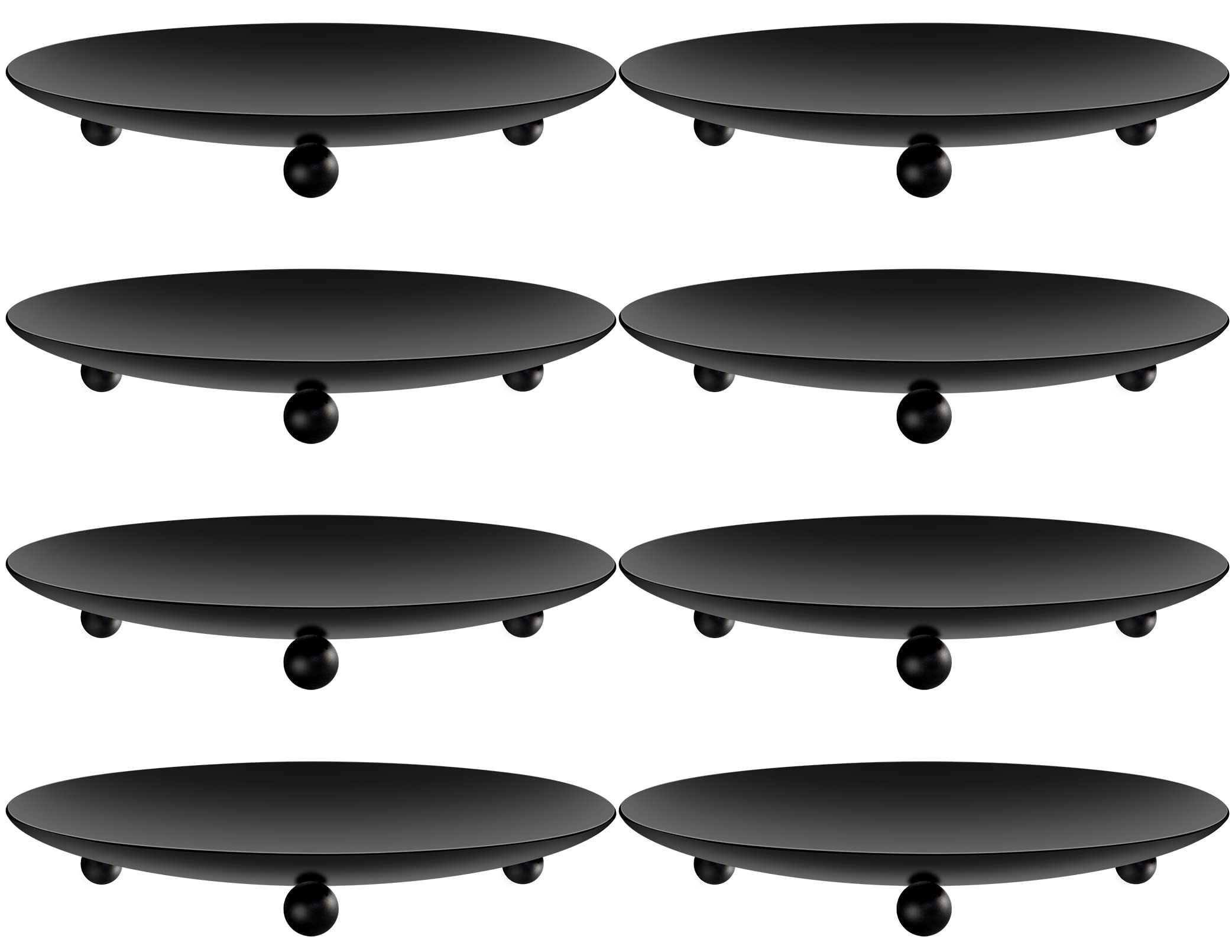 Telodyme 8PCS Iron Plate Candle Holder,Black Candle Holder Iron Plate,4'' Iron Candle Stand Plate for LED & Wax Candles,Decorative Pillar Candle Plate for Spa Weddings Dinning Party Incense Cones