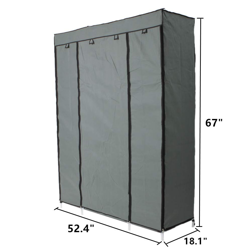 Simply-Me Wardrobe Storage Closet Portable Closet Clothes Storage Organizer 12-Compartment Non-Woven Fabric Closet Organizers and Storage Shelves (Gray)