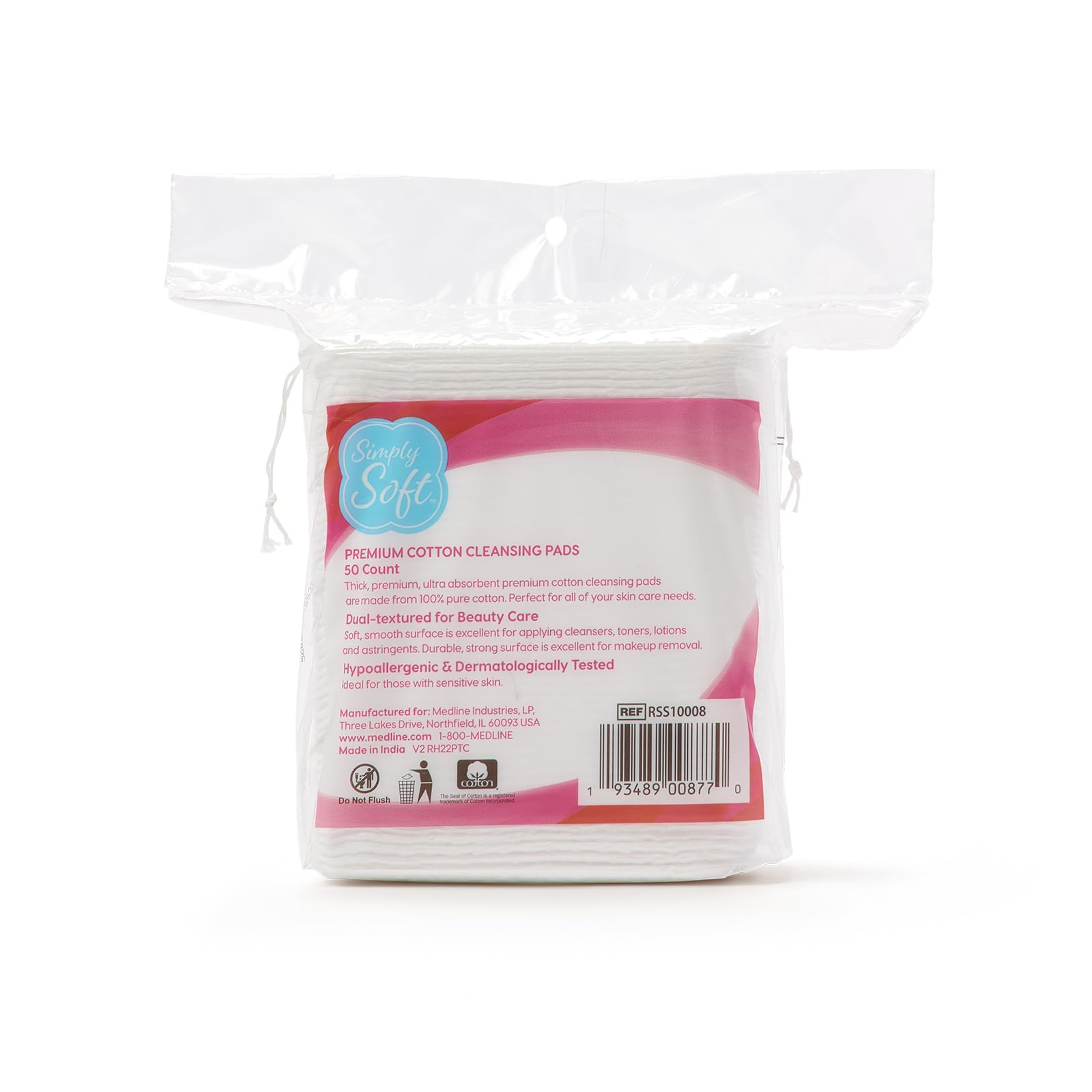 Simply Soft Premium Jumbo Cotton Cleansing Pads, 100% Pure Cotton, Large 3.5β x 4.5β Cotton Pads (200 Count)