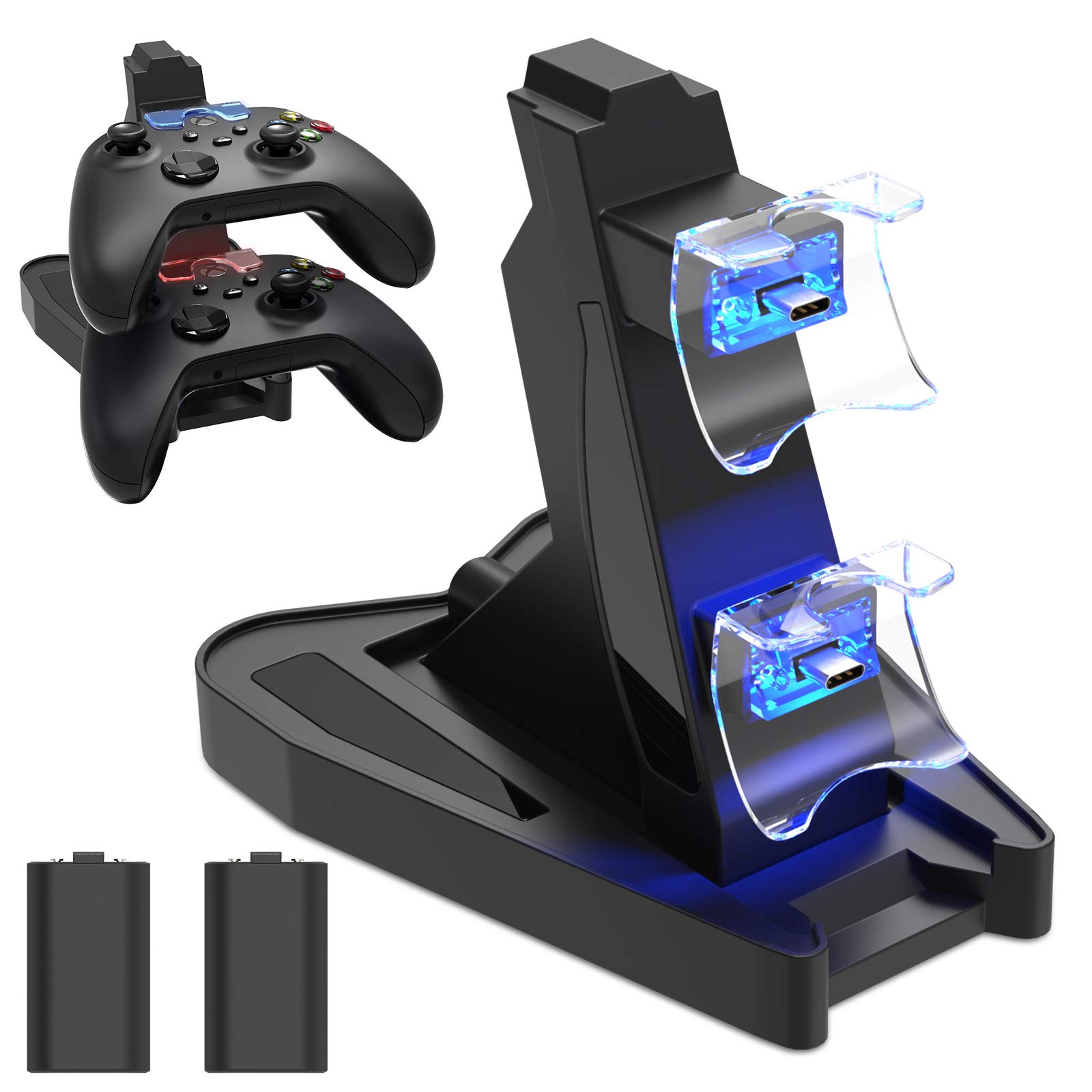 Upgrade Charging Station with 1400mAh Rechargeable Battery Compatible with Xbox Series X/S, YUANHOT Dual Controller Charger with Battery Pack (NOT Compatible with Xbox One X/S Controller)