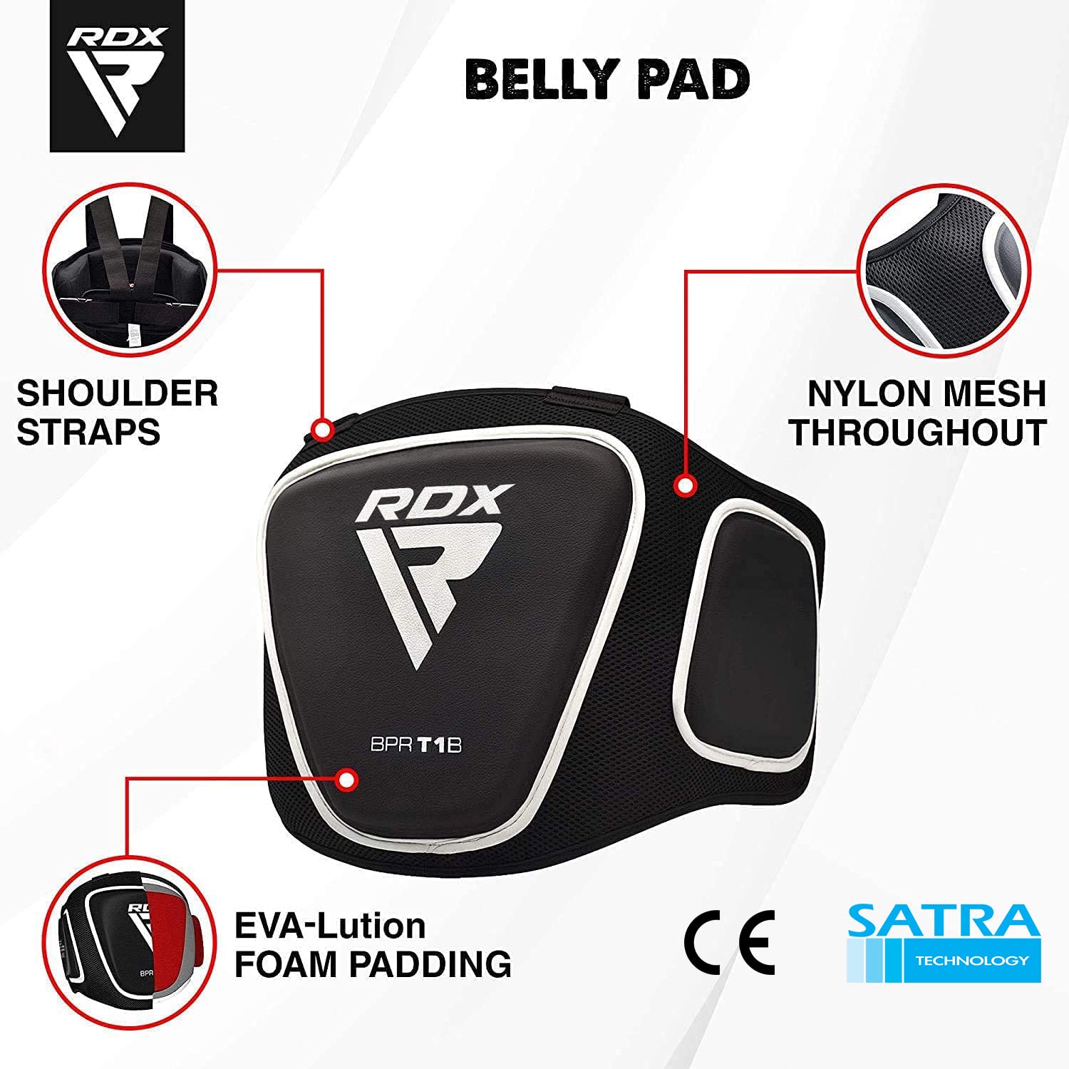 RDX Belly Pad Protector MMA Kickboxing, Maya Hide Leather Rib Shield, Body Target Chest Guard Armour with Shoulder Straps for Boxing Muay Thai Punching Coaching Martial Arts Taekwondo Training