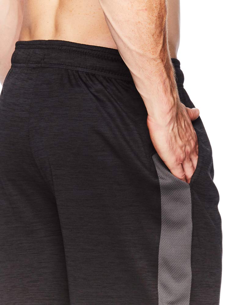 Reebok Men's Drawstring Shorts - Athletic Running & Workout Short - Cool Down Black Heather, X-Large