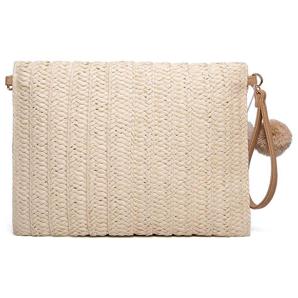 YDQUANI Straw Shoulder Bag Womens Straw Clutch Handbag Straw Crossbody Bag Summer Beach Woven Envelope Purse Wallet