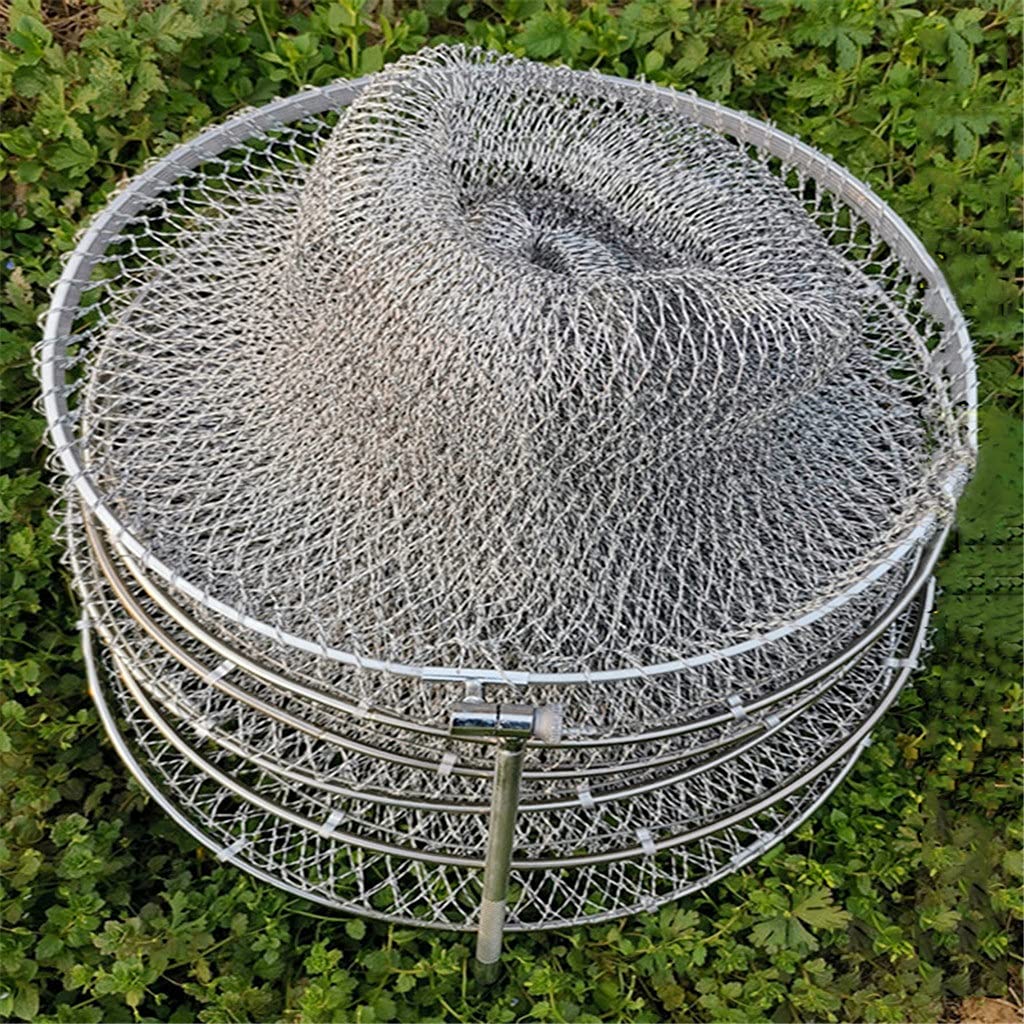 ZLVWB Fishing Net Handmade Grey Braided Line Hand Folding Quick-Drying Net Cages Stainless Steel Rings Gear (Color : 25cm 100cm)