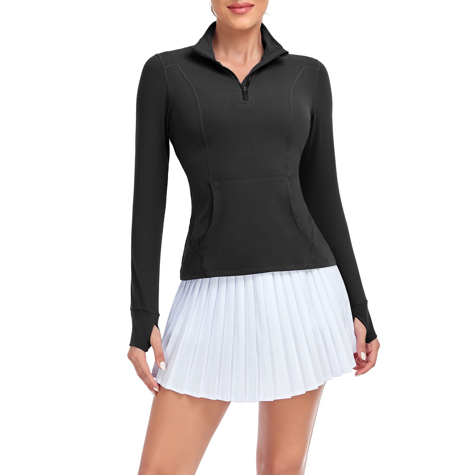 VUTRU Women's 1/4 Zip Pullover Microfleece Jackets Long Sleeve Mock Neck Sweatshirt Tops with Pockets for Running Hiking