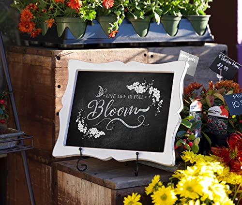 Small Chalkboard Sign with Easel (11x13") + White Liquid Chalk Marker | Hanging or Freestanding Framed Chalkboard with Hand Crafted Sweetheart Frame - Multipurpose | Small Chalkboard Sign