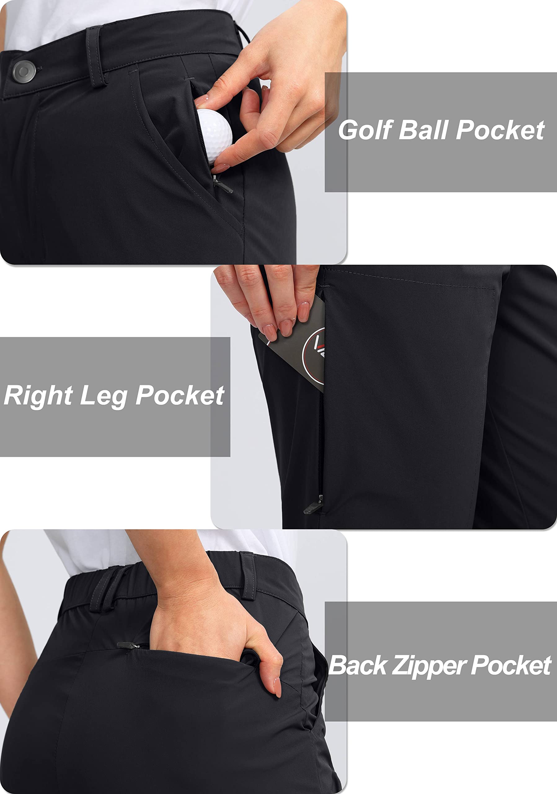 Viodia Women's Golf Pants with 5 Pockets 7/8 Stretch Ankle Bootcut Pants for Women Lightweight Quick Dry Casual Dress Pants Black