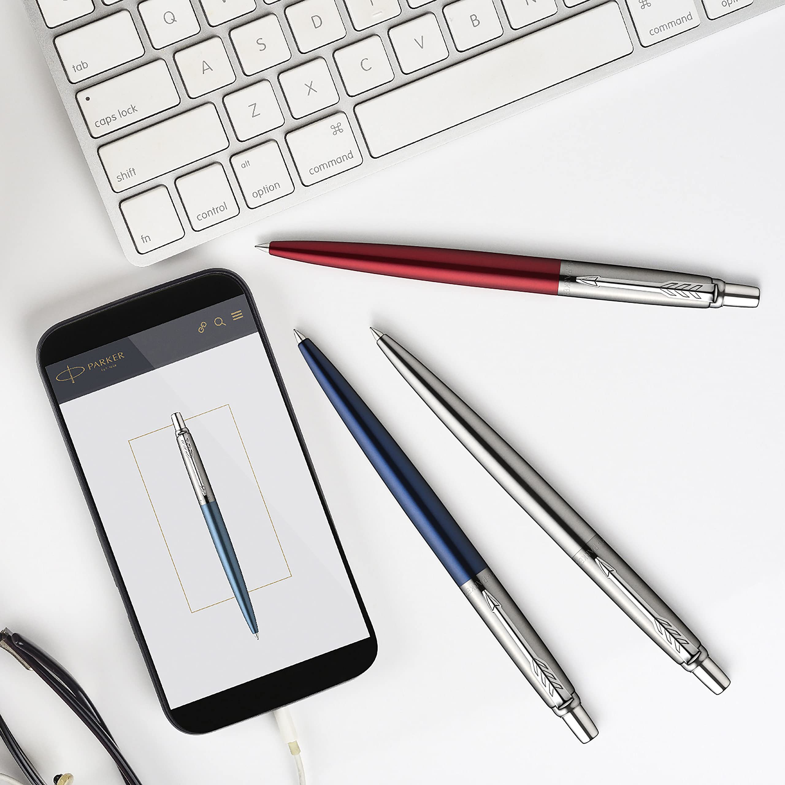 PARKER Gel Pen Jotter (Stainless Steel with Chrome Parts, Middle Writing tip 0.7 mm, Gift Box)