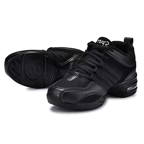 SWDZM Women's Dance Shoes,Breathable Fashion Sneakers,Split-Sole Dance Jazz Shoes,Mesh Outdoor Shoes J729,Black,6 M US