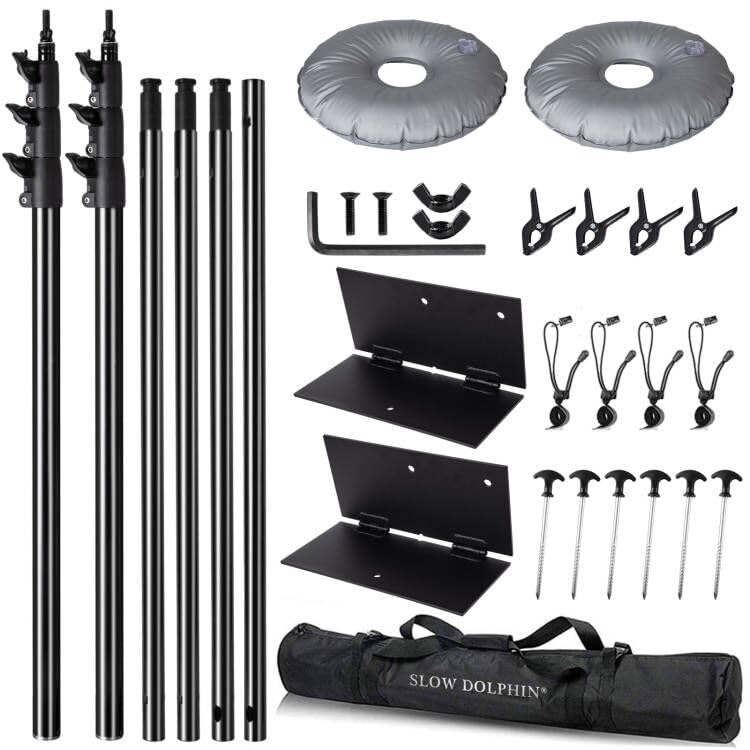 SLOW DOLPHIN Pipe and Drape Photography Backdrop Stand Kit Adjustable Photo Background Stand 10ft x 10ft with Metal Base for Parties Weddings Birthday Party Events Photo Booth