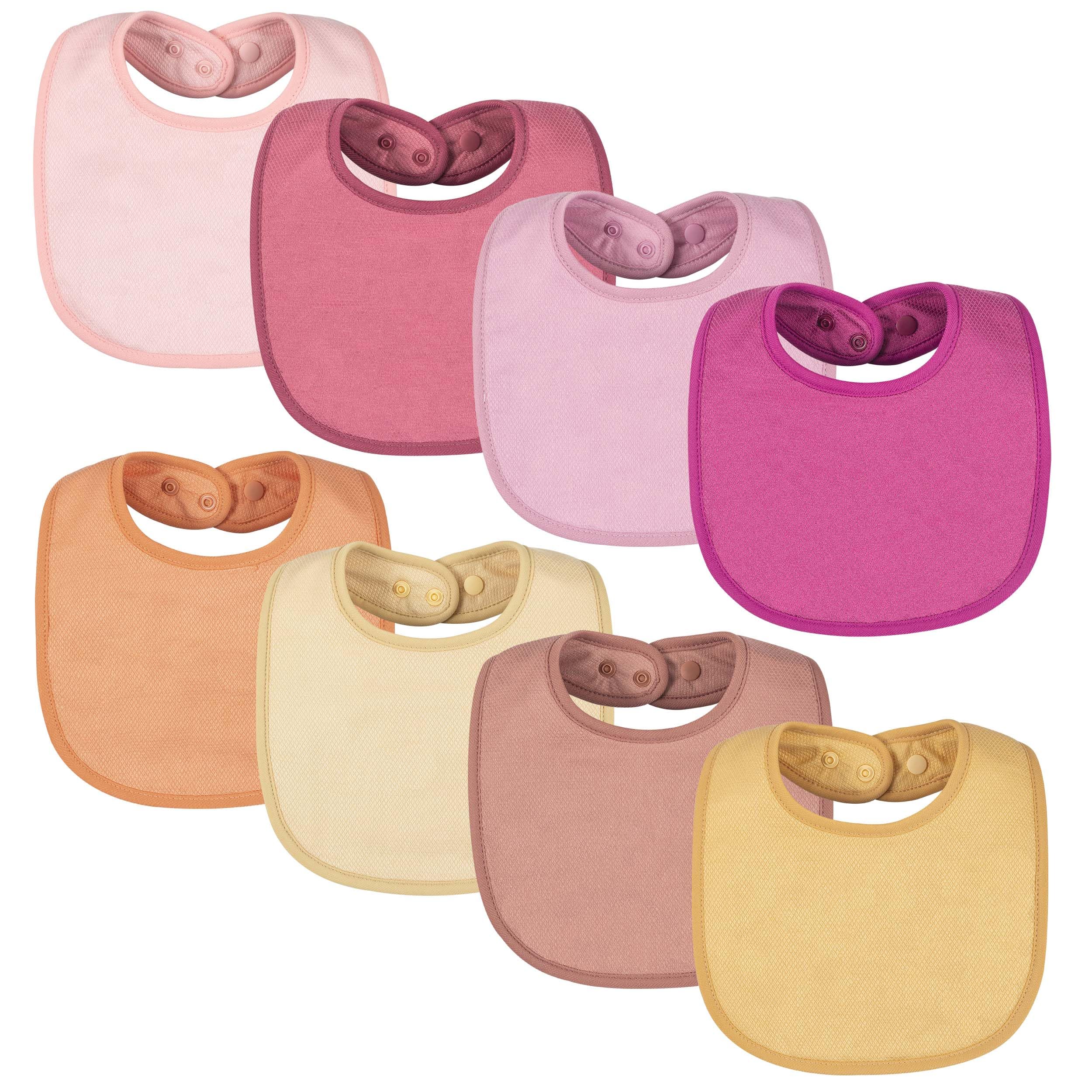 Tiny Twinkle Baby Feeding Bibs 8 Pack - Waterproof and Absorbent Infant Drool and Feeding Baby Bibs (Girl Set 8-Pack)