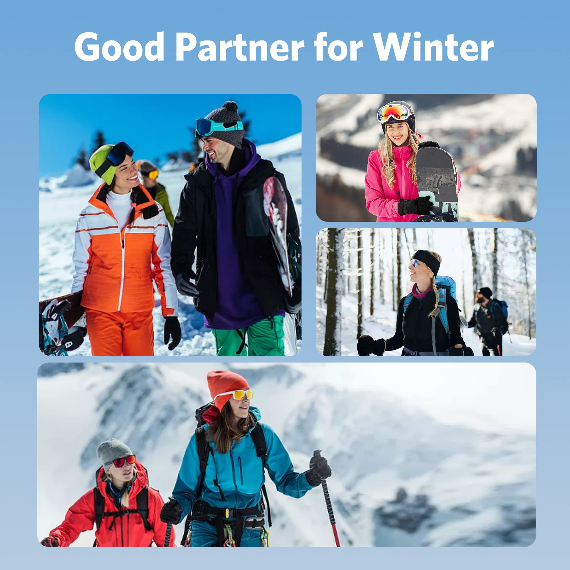 Winter Gloves for Men and Women, Waterproof Winter Gloves with Touch Screen for Work, Motorcycle, Skiing, Adjustable Wrist Leashes Gloves for Winter L
