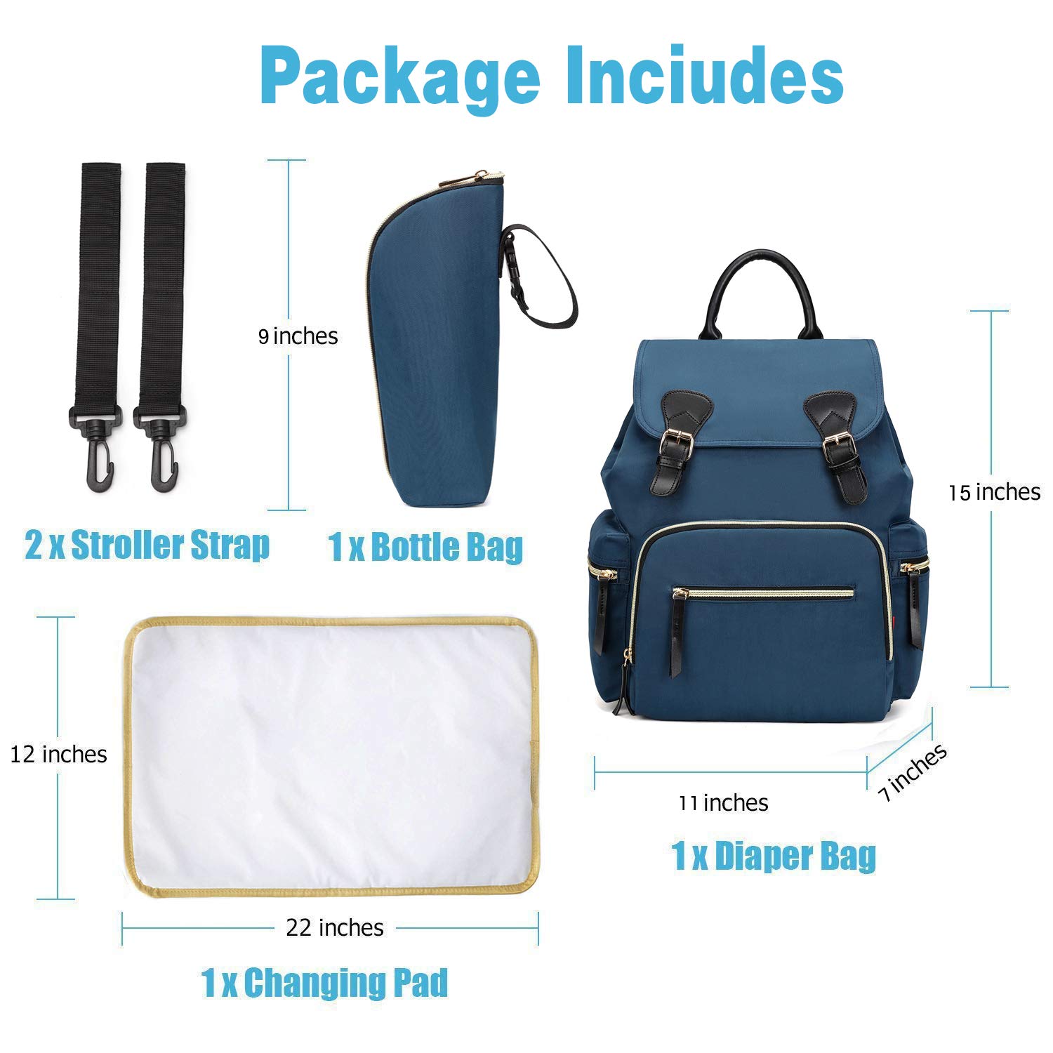 QIMIAOBABY Diaper Backpack, Waterproof Nylon Baby Nappy Storage Bag (Black)