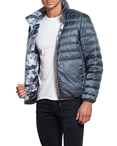Tumi TumiPax Men's Recycled Reversible Packable Travel Puffer Jacket, Grey Camo, x-Large