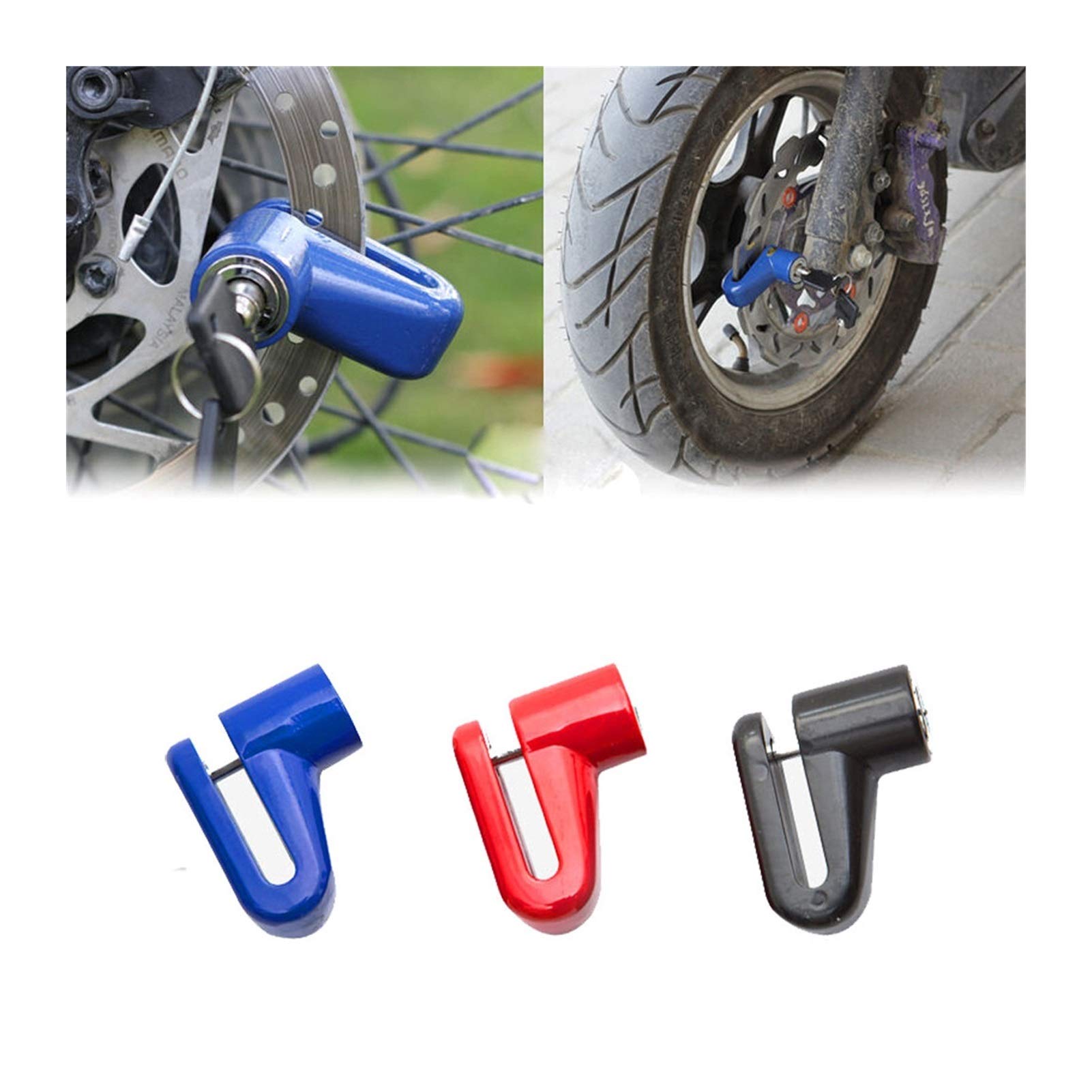 SXCLS Bike U-Lock Security Anti Theft Heavy Duty Motorcycle Bicycle Moped Scooter Disk Rotor Lock Security Anti-Theft Cable Lock U-Lock (Color : Blue)