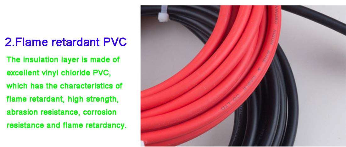 SHIERLENG 1 Pair 10AWG 10FT Solar Extension Cable with PV Male Female Connector Photovoltaic Red Black Wire (6mm2) for Solar Panel Cable Kit System (10FT)