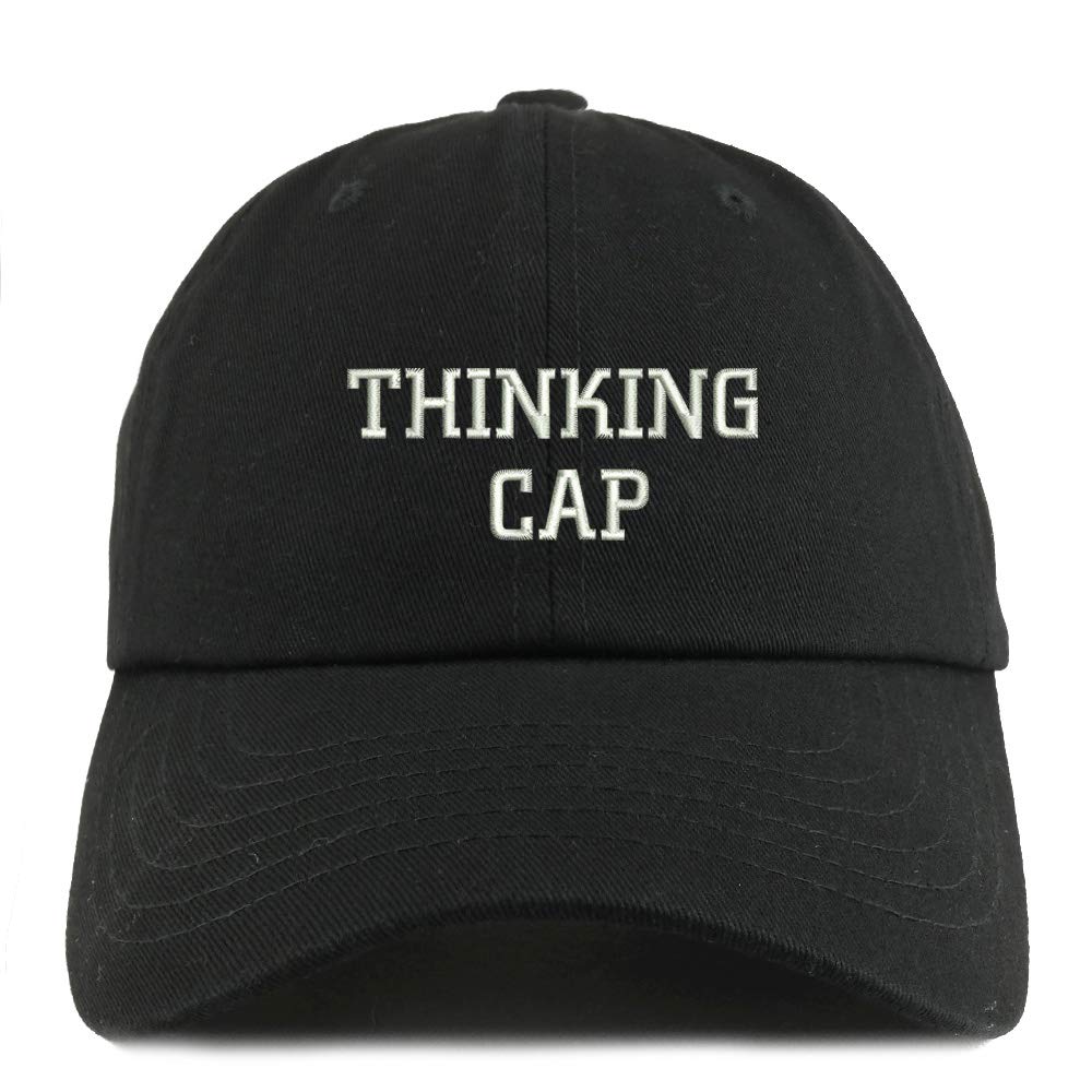 Trendy Apparel Shop Thinking Cap Solid Adjustable Unstructured Dad Hat - Black