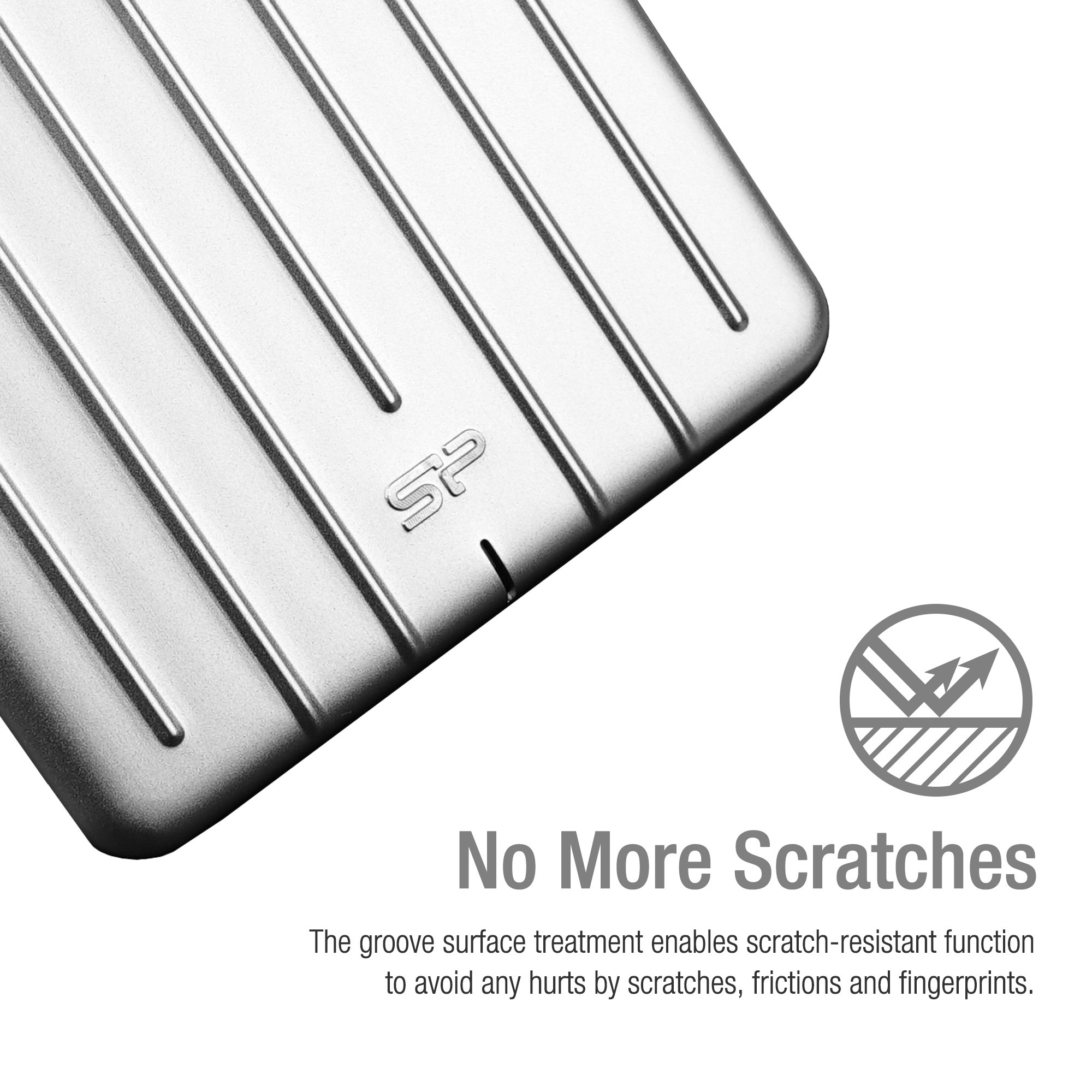Silicon Power 1TB Ultra Slim Armor A75 Shockproof/Anti-Scratch USB 3.0 (USB 3.1 Gen 1) 2.5" Portable External Hard Drive for for PC, Mac, Xbox One, Xbox 360, PS4-Aluminum, Silver