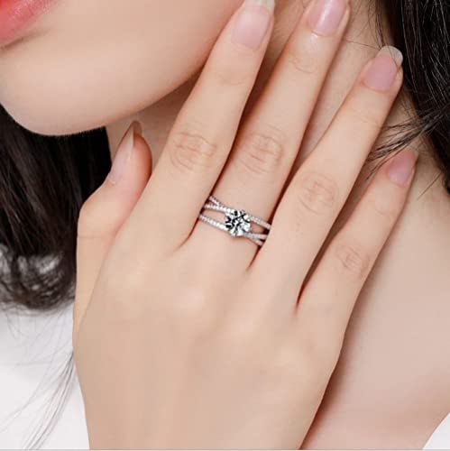 Velamnia Statement Ring for Women Adjustable White Cubic Zirconia Engagement Wedding Band Rings Eternity Ring #6-10# (White)