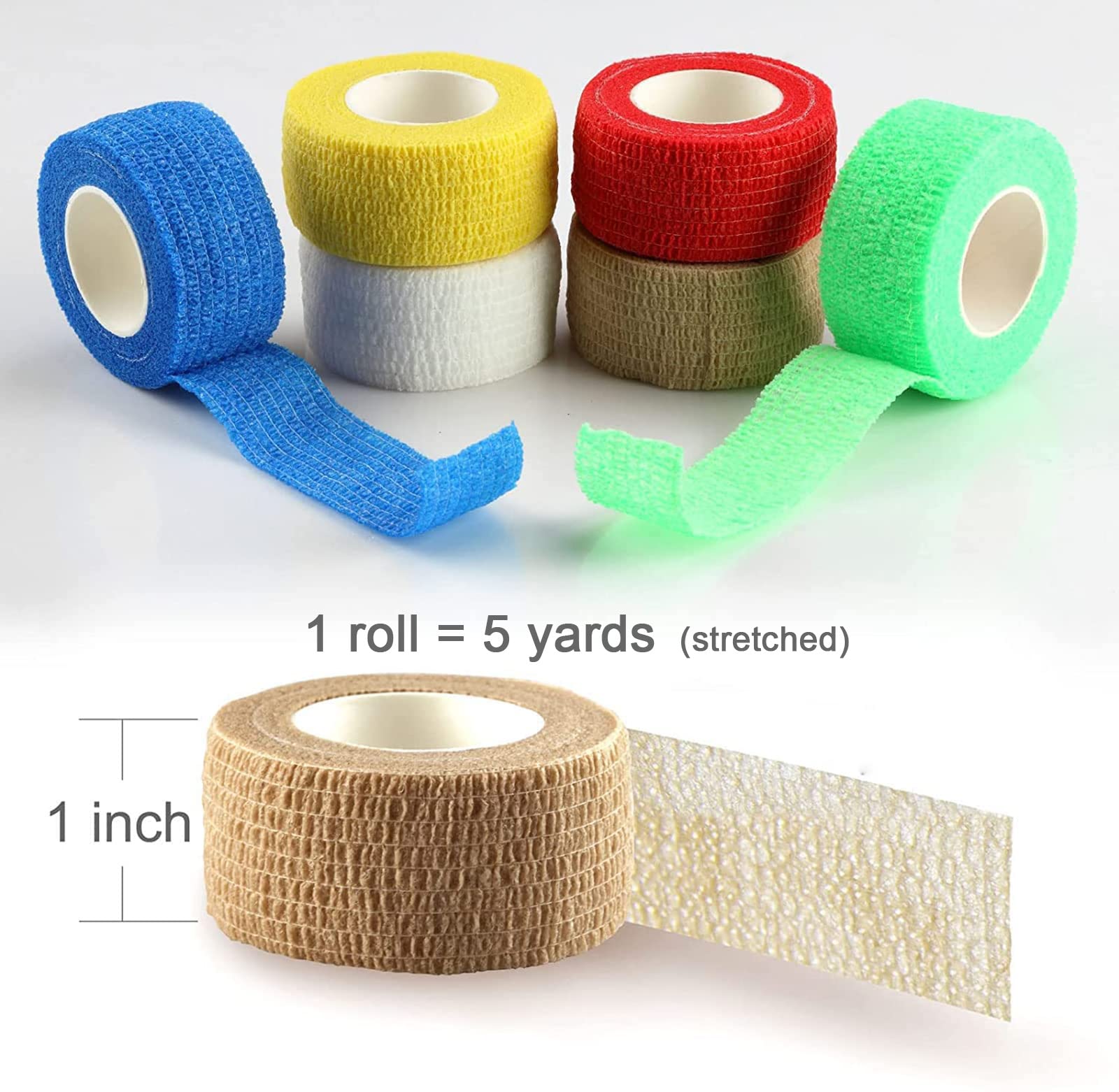 Self Adhesive Bandage Wrap,self Adherent wrap,Elastic Bandage wrap Vet Wrap for Sports Injury Wrist Ankle (1 Inch 6 Pack)