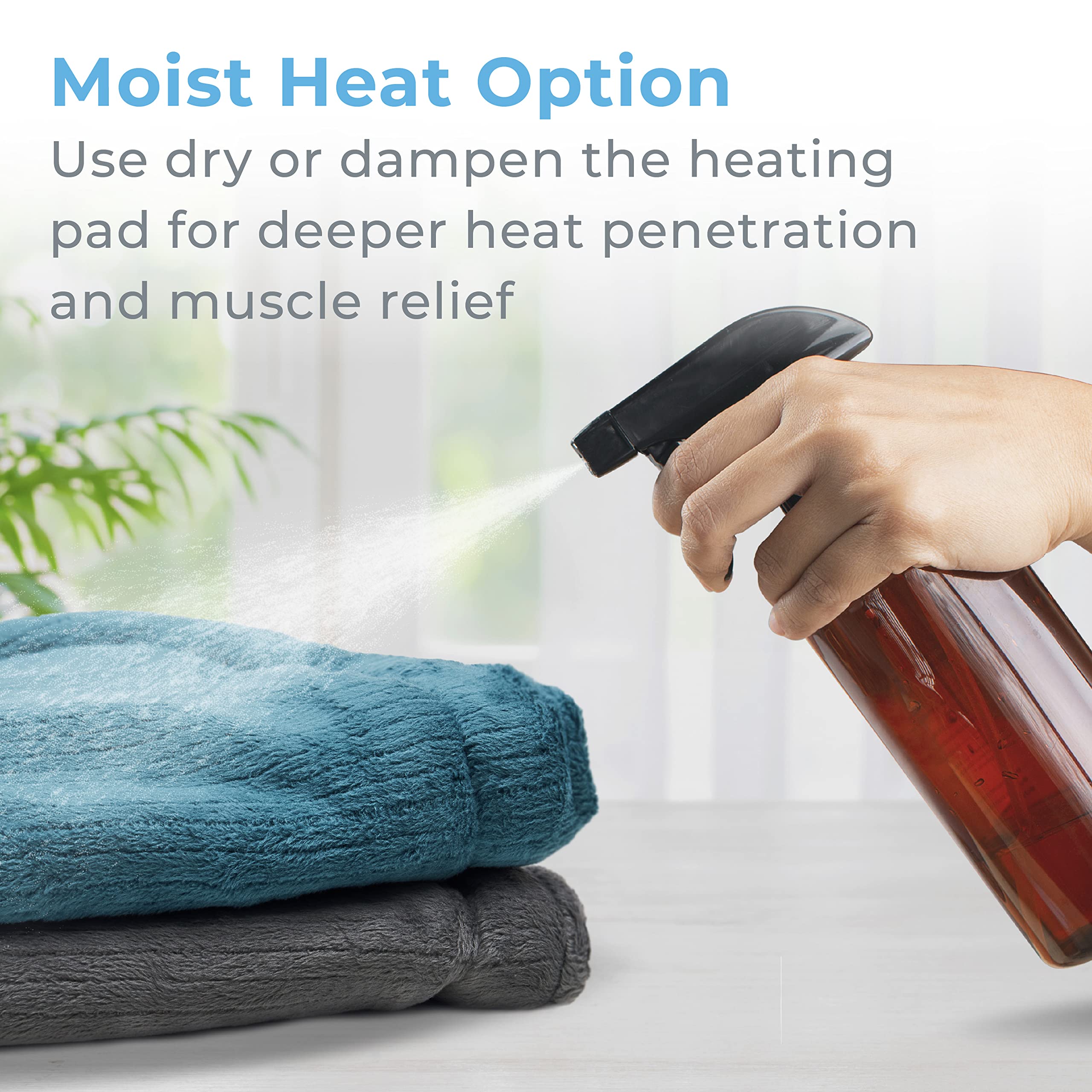 Pure Enrichment® PureRelief® Neck & Shoulder Heating Pad - 4 Heat Settings, Auto Shut-Off, Universal Fit, Magnet Closure, Soft Micromink, Storage Bag, 5-Year Warranty, Machine Wash (Turquoise Blue)