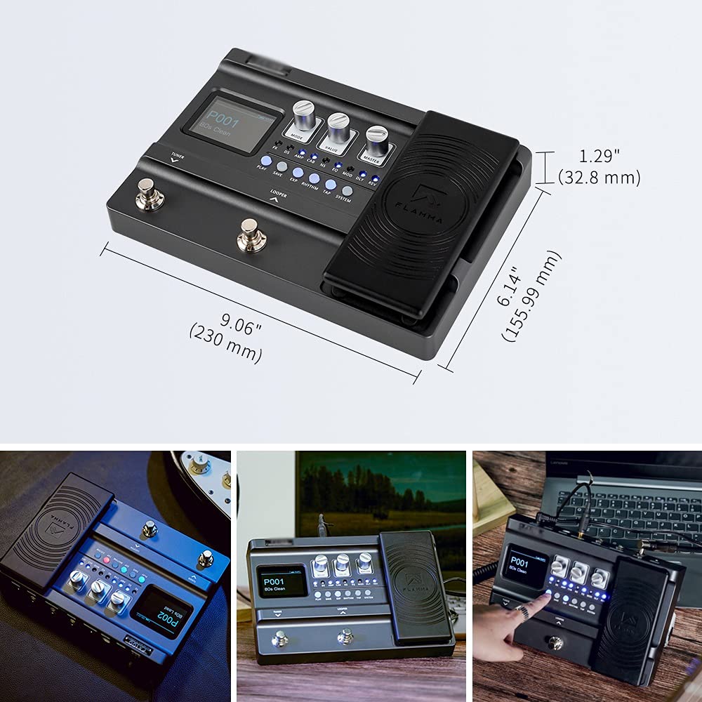 ZYZMH FX100 Multi Effects Guitar Pedal Processor with 151 Effects 200 preset 80s Looper 55 Amp Modeling Expression Pedal