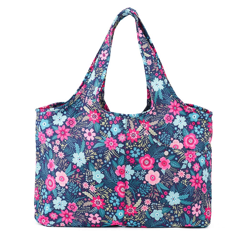 ZOOEASS Women Colorful Large Tote Shoulder Handbag Waterproof Tote Bag Multi-function Nylon Travel Shoulder(Black-Large)