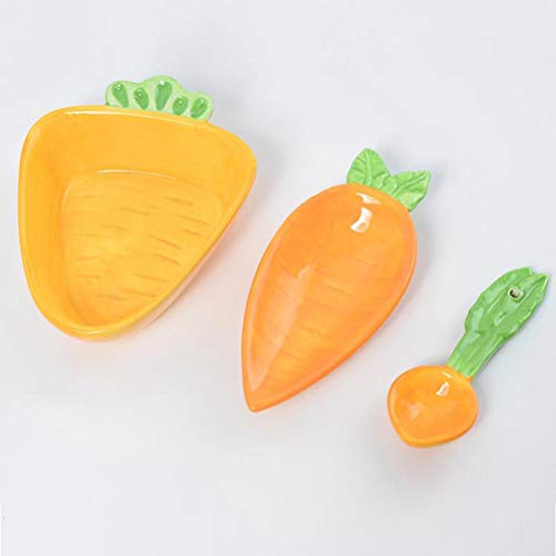 UPKOCH Veggie Platter 2pcs Ceramic Carrot Shape Dishes Dipping Bowls Appetizer Plates Sauce Platter Dinnerware Kids Cutlery