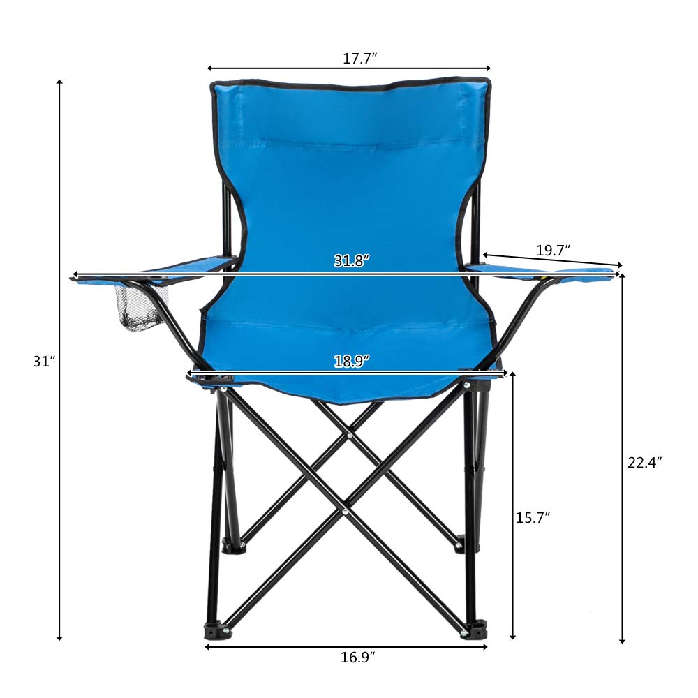 SSLine Folding Beach Camping Chair Portable Lightweight Lawn Chairs w/Back and Arm Outdoor Small Compact Hiking Picnic Chairs with Carry Bag & Cup Holder - 230lbs Load Capacity