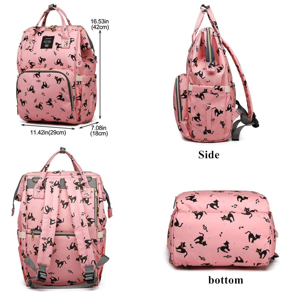 QIXINGHUCat patterned Multi-Function Diaper Bag for Baby Care Wide Open Nappy Bags Handbags Travel Backpack Large Capacity Blue, SIZE(L*W*H):10.24*5.91*14.96in