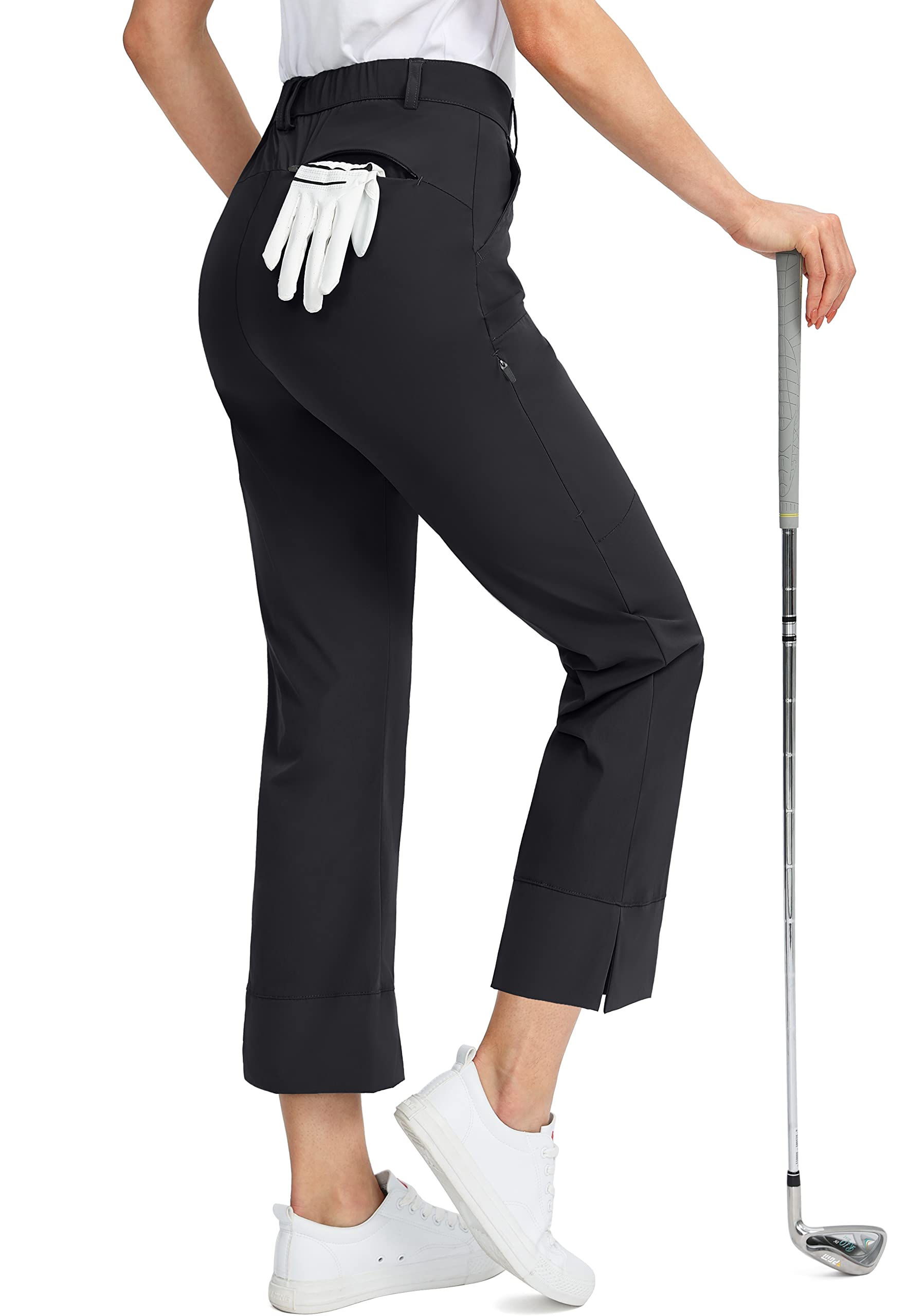 Viodia Women's Golf Pants with 5 Pockets 7/8 Stretch Ankle Bootcut Pants for Women Lightweight Quick Dry Casual Dress Pants Black