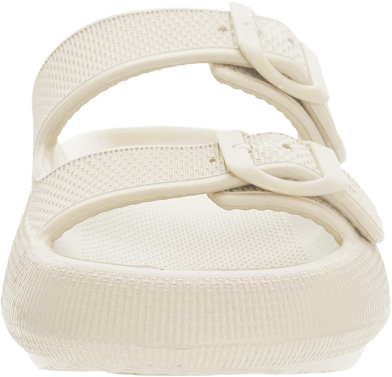 WHITIN Slides for Women Men Extra-Thick Cushion Slides Straps Pillow Slippers Light EVA Foam Adjustable Double Buckle Sandals Outdoor Beach Quick Drying House Sandles Beige