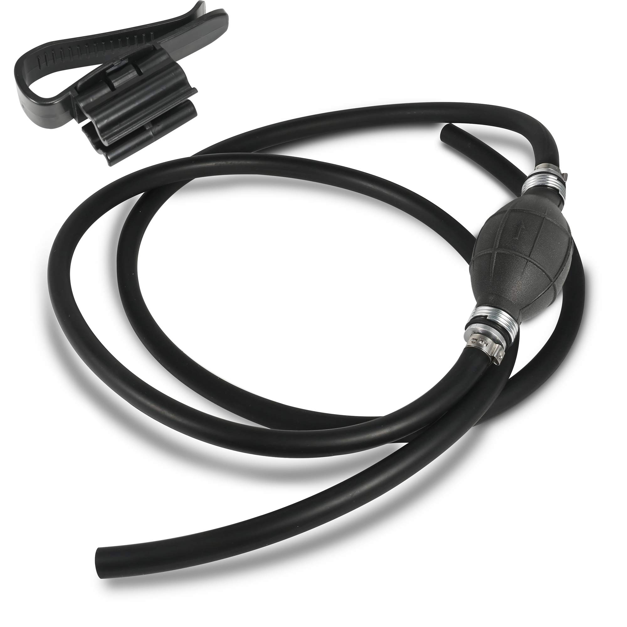 Siphon Pump, Manual Car Fuel Transfer Pump with Fixed Clamp Hose, Portable Anti-corrosion Rubber Hoses 6.3 Feet Manual Siphon Pump, Liquid Siphon Pump for Gasoline Diesel Liquid Water Fish Tank