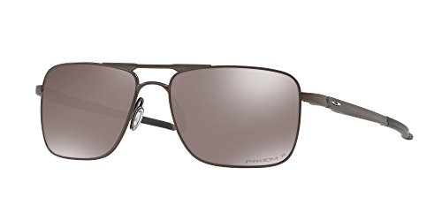 Oakley Men's Oo6038 Gauge 6 Titanium Square Sunglasses, Pewter/Prizm Black Polarized, 57 mm