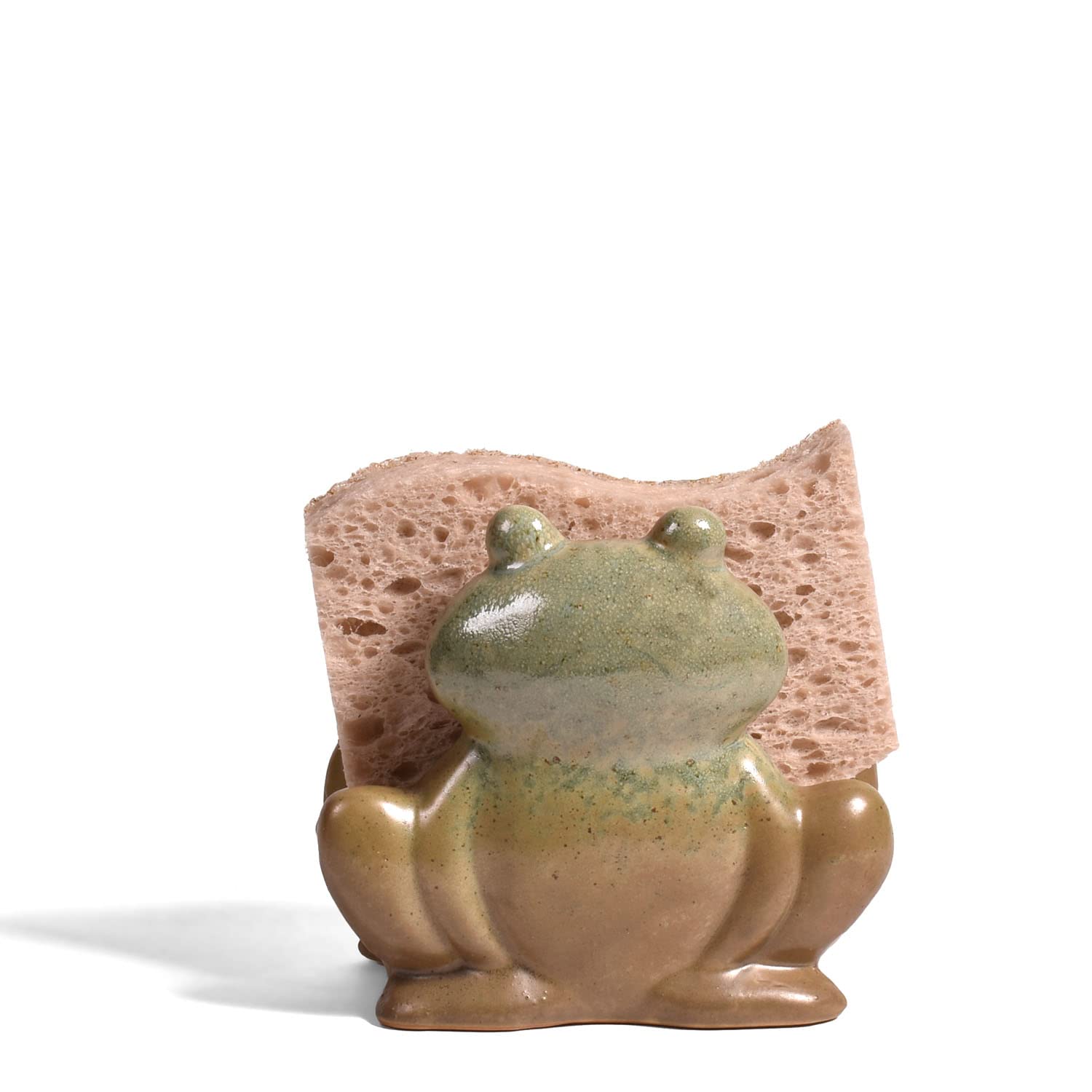 The Barrington Garage Frog Shaped Stoneware Sponge Holder, Green