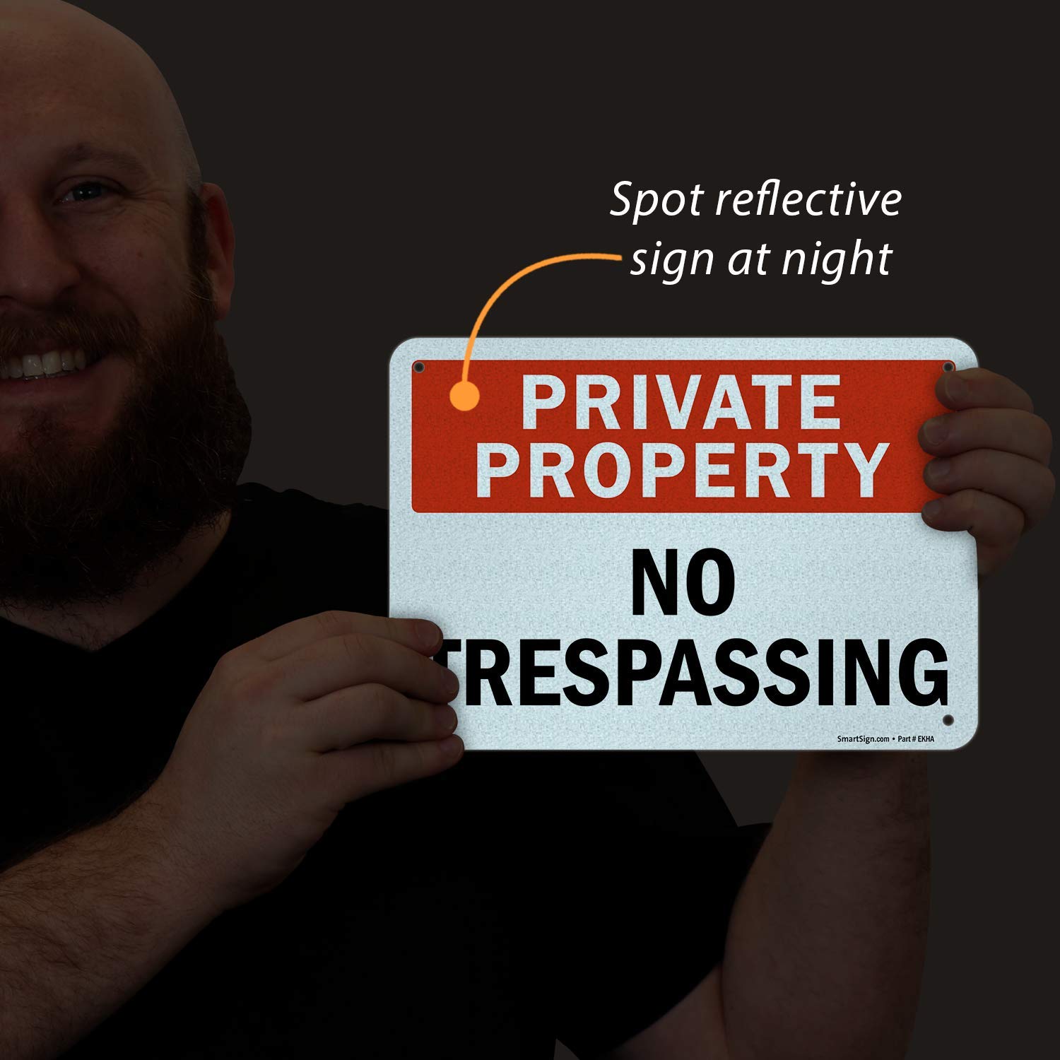 SmartSign 7 x 10 inch “Private Property - No Trespassing” Metal Sign, 40 mil Aluminum 3M Laminated Engineer Grade Reflective Material, Red, Black and White