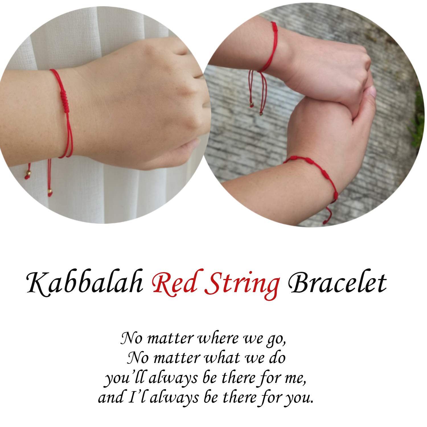 Shonyin Red Bracelet for Protection Good Luck 7 knots Kabbalah Thread Handmade String Bracelets for Women Men Boys Family Friends 6 PCS