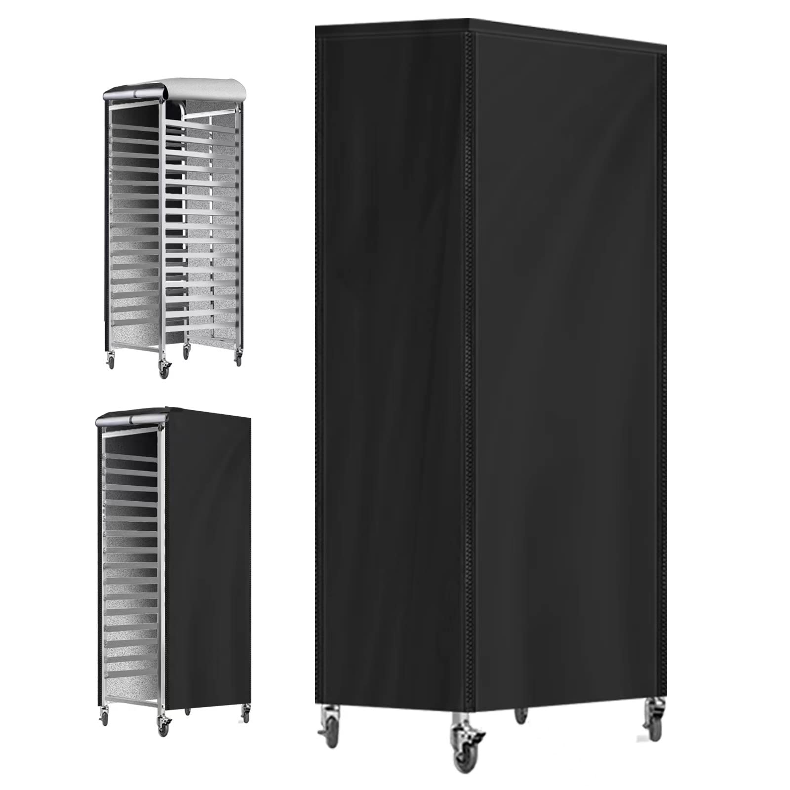 Vainlley Pan Rack Cover Waterproof Bread Rack Cover Upgraded Dust-proof Bun Pan Rack Cover 28 D x 23 W x 61 H Black