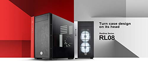 SilverStone Technology RL08BR-RGB Black and Red Micro-ATX Case with Tempered Glass Side Panel and 2 x120mm RGB Fans