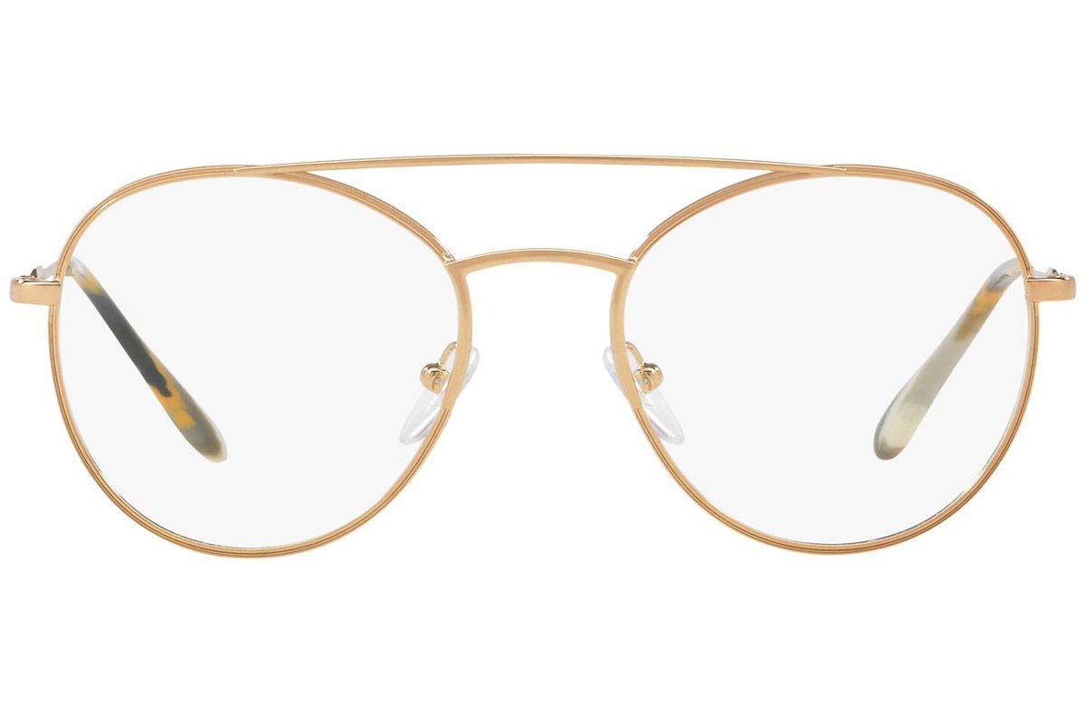 Prada Women's Metal Brow Bar Glasses, Antique Gold/Clear, One Size