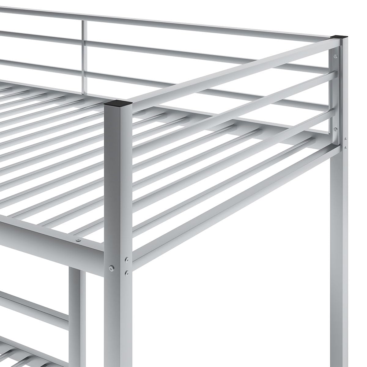 PIETFIU Full Over Full Bunk Beds,Low Profile Metal Full Bunk Bed with Stairs and Guardrail for Teens,Boys,Girls,Easy Assemble (Full Over Full, Silver)