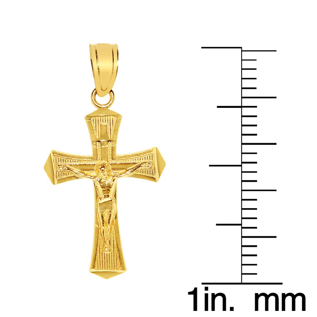 PRECIOUS STARS 14k Yellow Gold Crucifix Religious Cross Charm Pendant